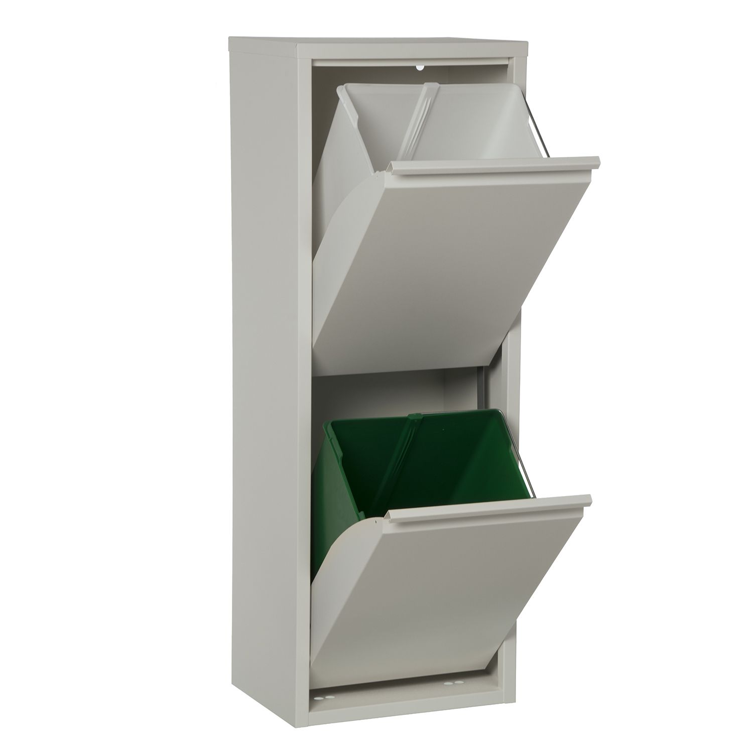PAPELERA RECICLAJE 2 CUBOS BLANCO MATE-2X18L.