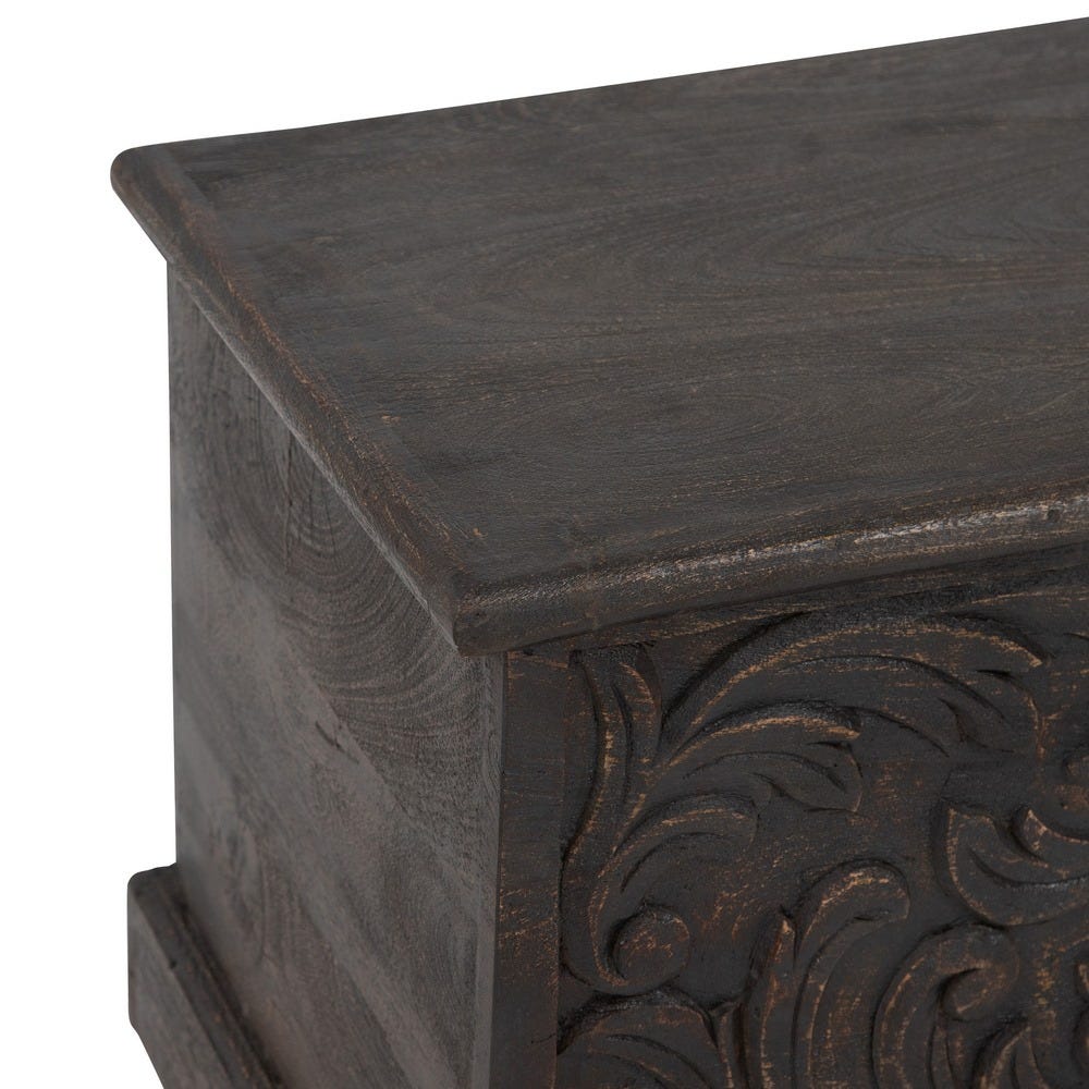 Kinnia Design - Baúl negro rozado madera decoración 90 x 47 x 46 cm ...