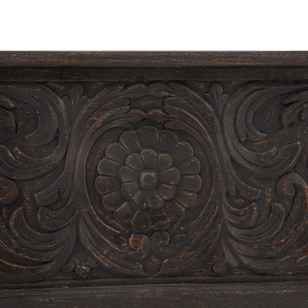 Kinnia Design - Baúl negro rozado madera decoración 90 x 47 x 46 cm ...